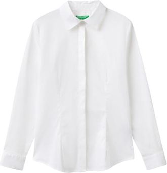 Benetton Chemise 5awrdq03b, Blanc, XX-Small Femme