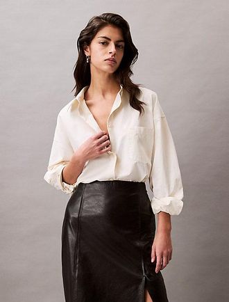 Calvin Klein L&auml;ssiges Button-down-hemd Aus Viskose-mix - Babys Breath - Damen - M