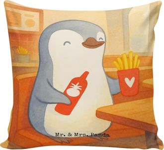 Mr. & Mrs. Panda Sofa Kissen Pinguin Pommes Design - Geschenk, Valentinstag, Kuschelkissen, Hochzeitstag, Freund, f&uuml;r Frauen, Sofakissen, Dekokissen, 40x40, Freundin, 