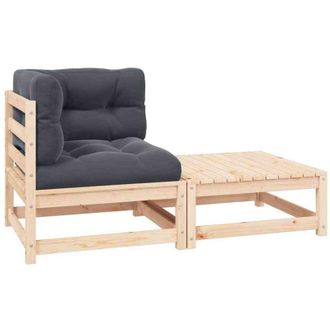 vidaXL Salon de jardin 2 pcs avec coussins Bois de pin massif