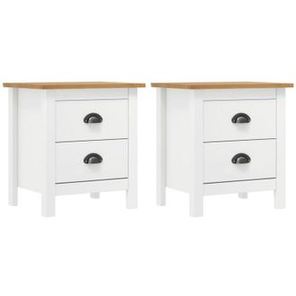 vidaXL Tables de chevet Hill 2 pcs Blanc 46x35x49,5 cm Bois pin solide Vidaxl