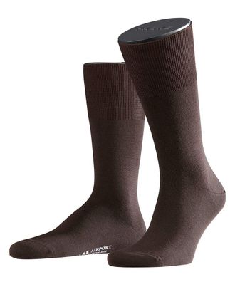 Falke Herren Airport Baumwolle Schurwolle Str&uuml;mpfe Einfarbig 3 Paar Business Socken, Dark Brown, 45-46 EU