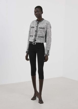 Mango Veste tweed bords effiloch&eacute;s noir - Femme - XS - MANGO