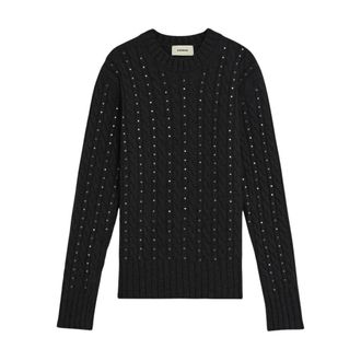 A Paper Kid Femme, Pulls, Noir, Taille: 36 FR Maglione A Trecce Micro Borchie