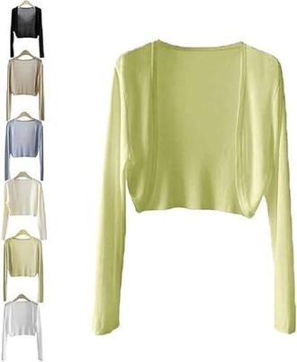 Generic Meetitsneeds Cardigan, cardigan l&eacute;ger, court, bol&eacute;ro ouvert sur le devant, Vert, taille unique