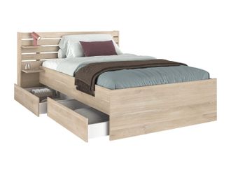 Vente-Unique Bett mit Stauraum - 120 x 190 cm - 4 Schubladen - Natur - TENALIA