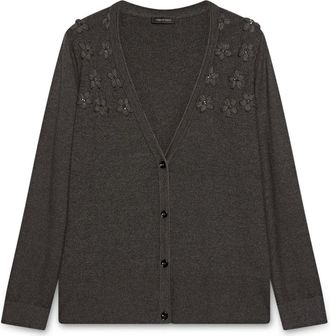 Fiorella Rubino Femme, Pulls, Gris, Taille: 38 FR Cardigan avec Broderie Florale et Pois