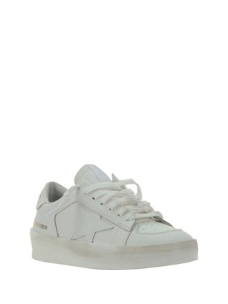 Golden Goose Womens Stardan Leather Sneakers Optic White