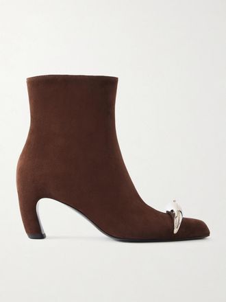 Tory Burch Pierced Xl Ankle Boots Aus Veloursleder Mit Kristallen - Braun
