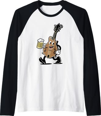 Giant Step Design Co. Cute Bluegrass Mandolin & Beer Funny Folk Festival Cartoon Raglan