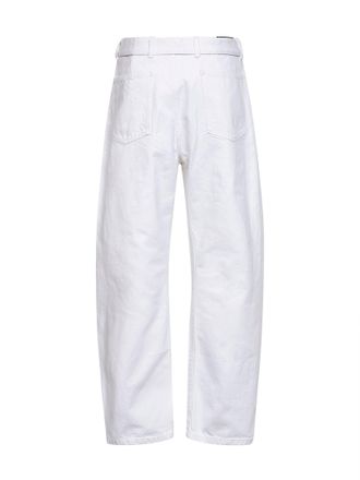 Christophe Lemaire Womens Denim Trousers Twisted Belted Milk White Cotton Jean