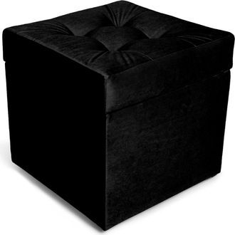 MG Design Polsterhocker 45 x 90 cm Schwarz mit Stauraum (ca. 100 L), belastbar bis 300 kg, sofort einsatzbereit & pflegeleicht - für Wohnzimmer, Schlafzimmer & 