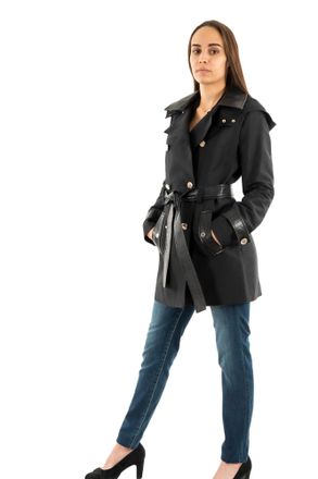 Morgan Damen 242-gzima Trenchcoat mit Kapuze, Schwarz, 34