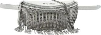 Miu Miu Sac banane Pre-owned &agrave; franges en cristal - Femme - Pre-owned - Blanc - Taille: ONE Size