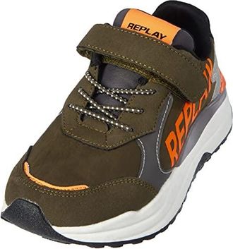Replay Replay Merak Jr-Lace Up Baskets pour garçon, 3116mil Vert Fluo Orange, 32 EU