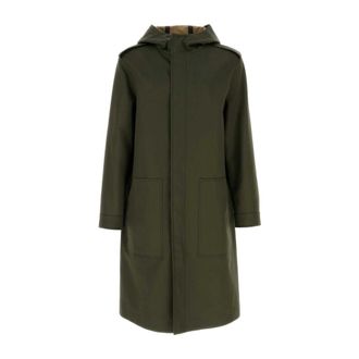 Valentino Garavani Homme, Manteaux, Vert, Taille: XL Trench-coat &agrave; capuche en coton