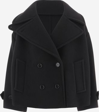 Chlo&eacute; Manteau Court Oversize En Laine M&eacute;lang&eacute;e