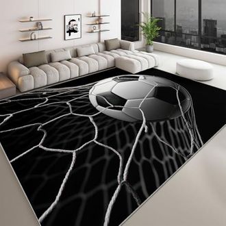 Generic Tapis Lavable &agrave; Poils Courts, Tapis Antid&eacute;rapant Doux Sports Surr&eacute;alisme Moderne Football pour Salon Salle &agrave; Manger Chambre &agrave; Coucher et Bureau - D&eacute;co