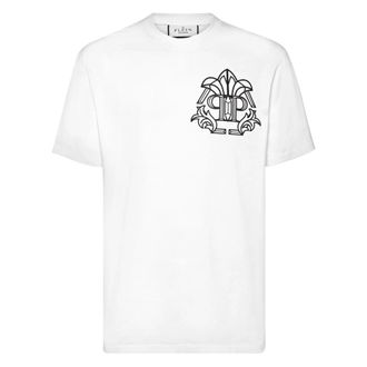 Philipp Plein T-Shirt Rundhals Totenkopf - - Tops - Herren - Wei&szlig; - 4XL