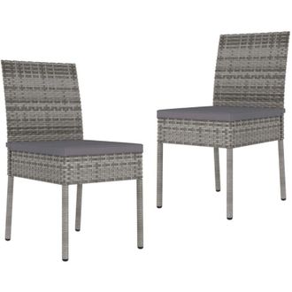 vidaXL Vidaxl - Chaises &agrave; manger de jardin lot de 2 R&eacute;sine tress&eacute;e Gris