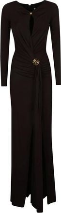 Elisabetta Franchi Femme, Robes, Brun, Taille: 38 FR Red Carpet Long Sleeve Dress