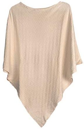 styleBREAKER Poncho pour Femme en Maille Fine avec Une Structure en Damier, Encolure Ronde 08010053, Couleur:Beige
