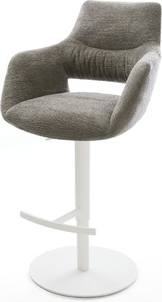 DELIFE Barstuhl Yago-Flex Boucl&eacute; Soft Schlamm Drehfu&szlig; h&ouml;henverstellbar Metall Wei&szlig; Taschenfederkern, Barst&uuml;hle