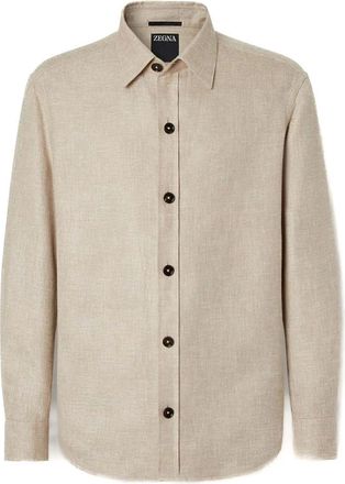 Ermenegildo Zegna Homme, Vestes, Beige, Taille: XL Surchemise en cachemire, lin et soie