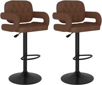 Les Tendances Tabourets de bar lot de 2 marron tissu vidaXL