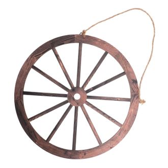 OSALADI Holz Wagenrad Wanddeko f&uuml;r Wohnzimmer und Garage Vintage Holzrad Dekor mit Abgerundeten Kanten und Naturholz Oberfl&auml;che f&uuml;r Rustikale R&auml;ume