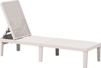 Beliani Gartenliege Kunststoff hellgrau mit Verstellbarer R&uuml;ckenlehne wetterfest geflochtene Optik modern Ossimo