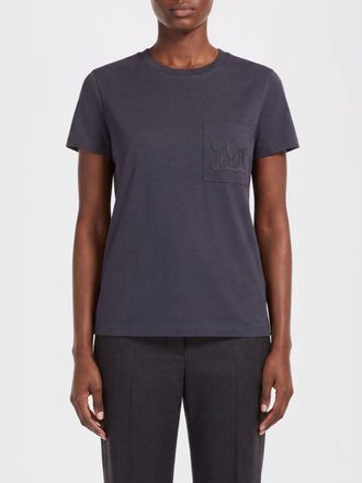 Max Mara T-shirt en coton avec monogramme et poche plaqu&eacute;e
