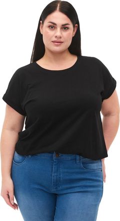 Zizzi Damen Gro&szlig;e Gr&ouml;&szlig;en T-Shirt 2er-Pack Baumwolle Rundhalsausschnitt Gr 58-60 Black/Black