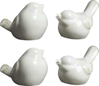 BESPORTBLE Vogel Figuren Keramik Weiß Vögel 4 Stück Porzellan Statue Mikrolandschaft Puppenhaus Feengarten Bonsai Schreibtisch Desktop Ornamente Ostern Frühling 