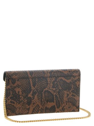 Pinko Love Birds Calfskin Leather Clutch - Brown