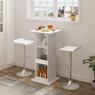 Woltu Bartisch Bistrotisch Stehtisch Küchentisch Tresentisch Thekentisch, eckiger Tisch mit 3 Regalfächern, für Bar Küche Wohnzimmer, aus Holzwerkstoff