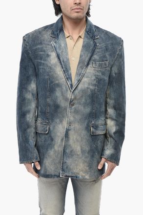 Diesel Oversized Denim Jacket With Logo Buttons Diesel