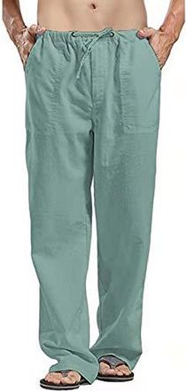 Generic Pantalon de marche en lin pour homme - Pantalon de travail extensible - Pantalon cargo pour homme - Coupe droite - Pantalon de jogging pour homme, ver