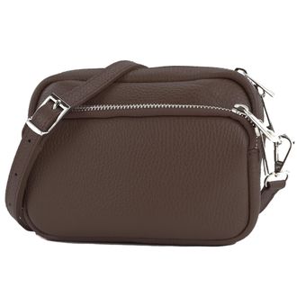 modamoda.de T231 - ital. Umh&auml;ngetasche Klein Small aus Leder, Farbe:Dark Chocolate