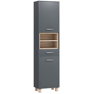 HOMCOM Colonne Salle de Bain, Meuble Salle de Bain Rangement, Meuble de Rangement avec tiroir, 2 placards et 2 Compartiments Ouverts, Armoire Haute pour Cuis