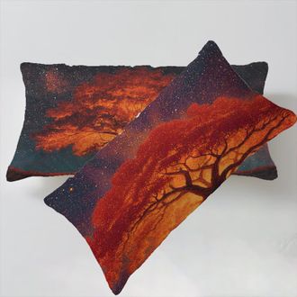 Generic Kopfkissenbezug Gebranntes Orange Kissenbezug 40x80cm Landschaft Kissenbez&uuml;ge Leinen Dekokissen Kissenbez&uuml;ge Cushion Cover Unsichtbarer Rei&szlig;verschluss