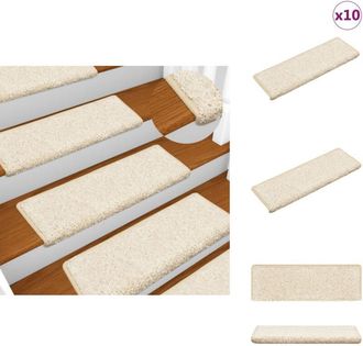 vidaXL Vidaxl - Tapis descalier 10 pcs 65x21x4 cm Blanc - Tapis Descalier - Tapis De Marches - Protection Descalier - Moquette De Marche Descalier