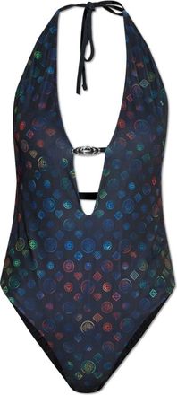 Casablanca Femme, Maillots de bain, Bleu, Taille: 42 FR Monogram Plunge Swimsuit