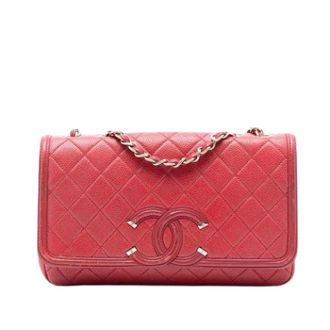 Chanel Pre-owned CC Filigree Flap - Femme - Pre-owned - Rouge - Taille: ONE Size