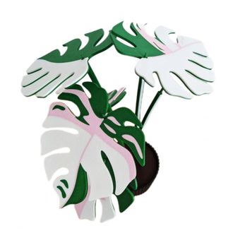 Generic Multifunktionaler Sofa-Untersetzer, künstliche Monstera-Pflanze, 3D-gedruckter Getränkeuntersetzer, realistischer grüner, vielseitiges -Design, 1 Set,