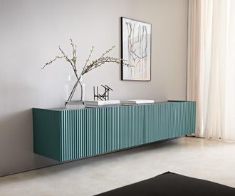 DELIFE Lowboard Kelani 200 cm Petrol 4 T&uuml;ren schwebend, Fernsehtische