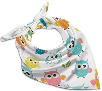 Generic Écharpe carrée en soie colorée avec feuilles de hibou - Écharpe légère pour cheveux - Respirant - Cadeau pour femme et homme, multicolore, 60x60cm