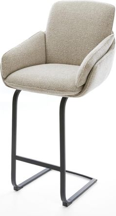 DELIFE Barstuhl Luan-Flex Webstoff Soft Beige Freischwinger Flach Metall Schwarz, Barst&uuml;hle