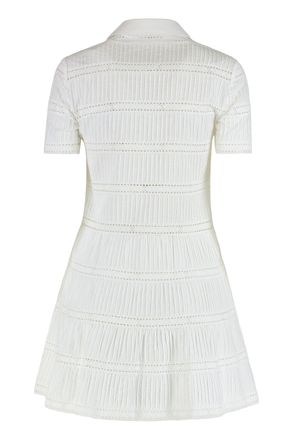 Celine Womens Dress With Embroidered Trimmings White Cotton