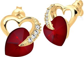 Elli Ohrringe Damen Ohrstecker Herz Liebe mit Kristallen in 925 Sterling Silber vergoldet
